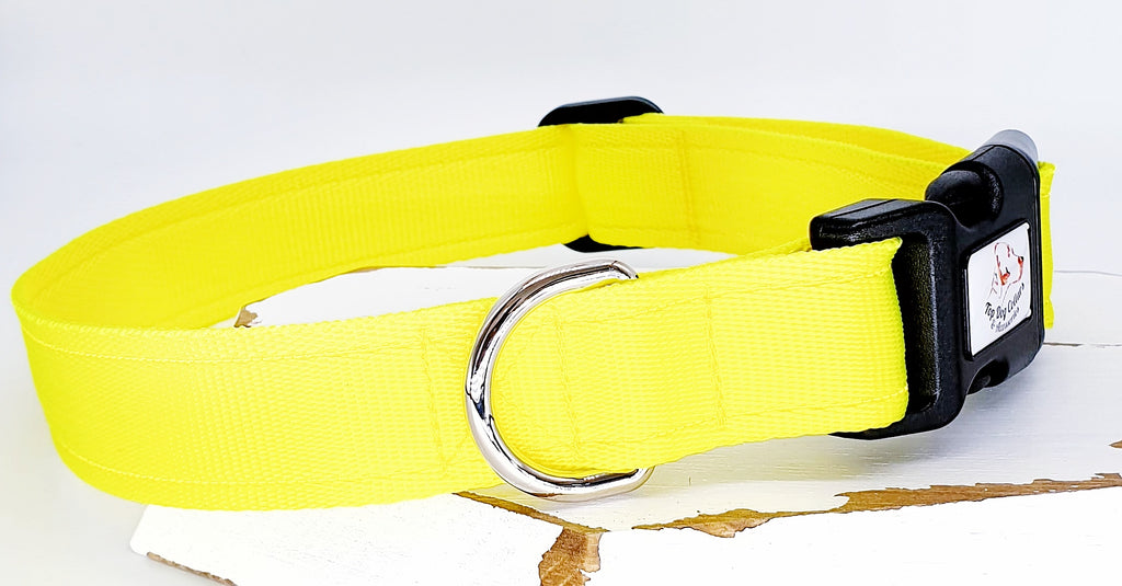 Day Glo Yellow Plain Webbing Collars & Leads – Top Dog Collars ...